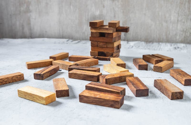 Blocks Wood Game on White Wooden Table Stock Image - Image of buildings ...