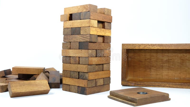 Blocks Wood Jenga Game on White Background Stock Image - Image of ...