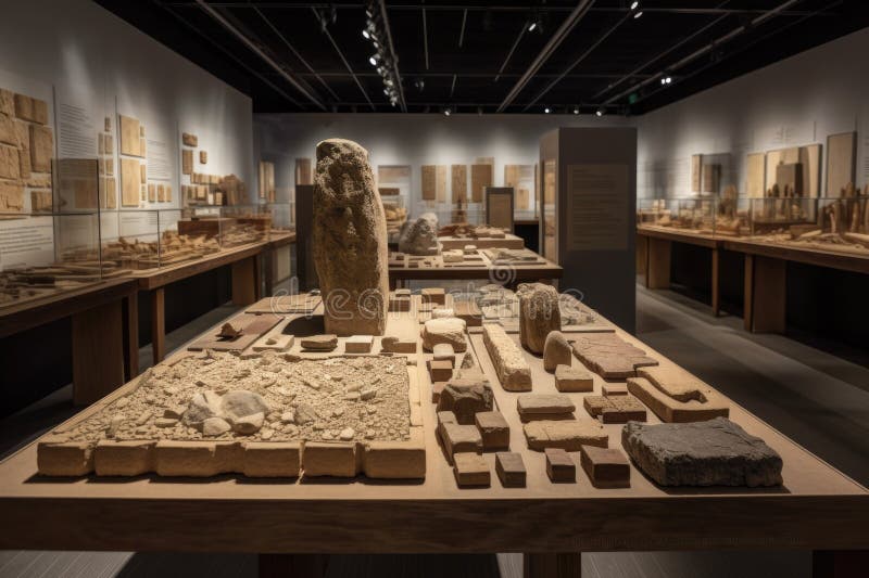 Blocks of Wood, Stone, and Ceramic Materials on Display at Museum Stock ...