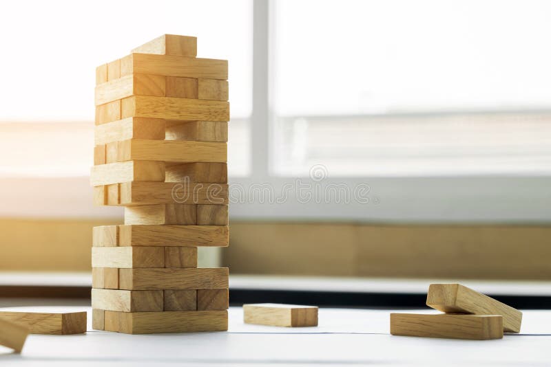 The Blocks Wood Tower Game with Architectural Engineer Plans or Stock ...