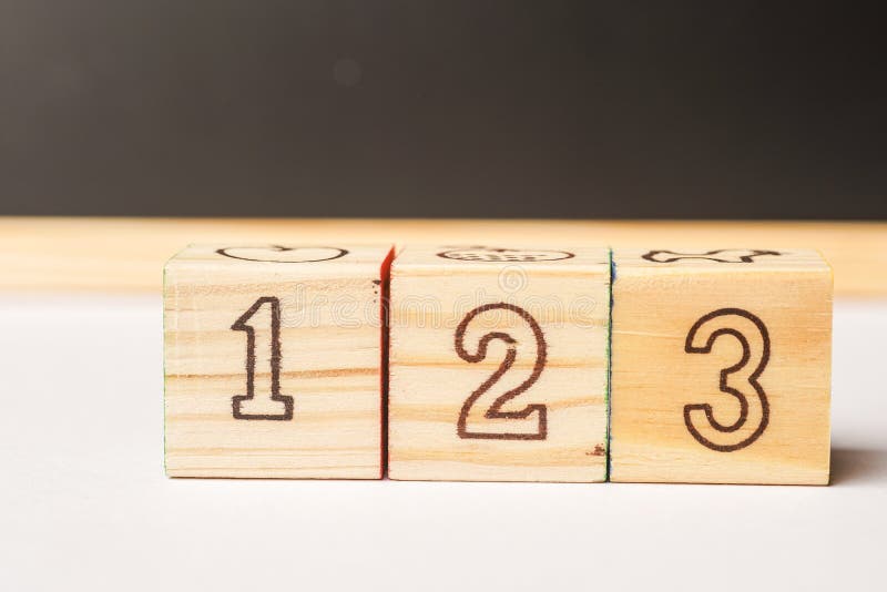 123 Blocks on Wooden Surface Stock Image - Image of number, education ...
