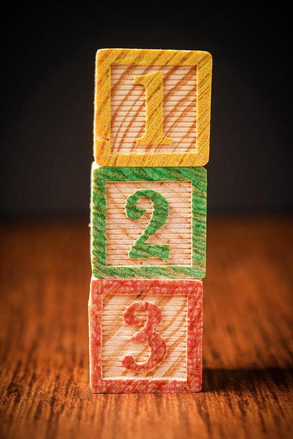 123 Blocks on Wooden Surface Stock Photo - Image of knowledge, children ...