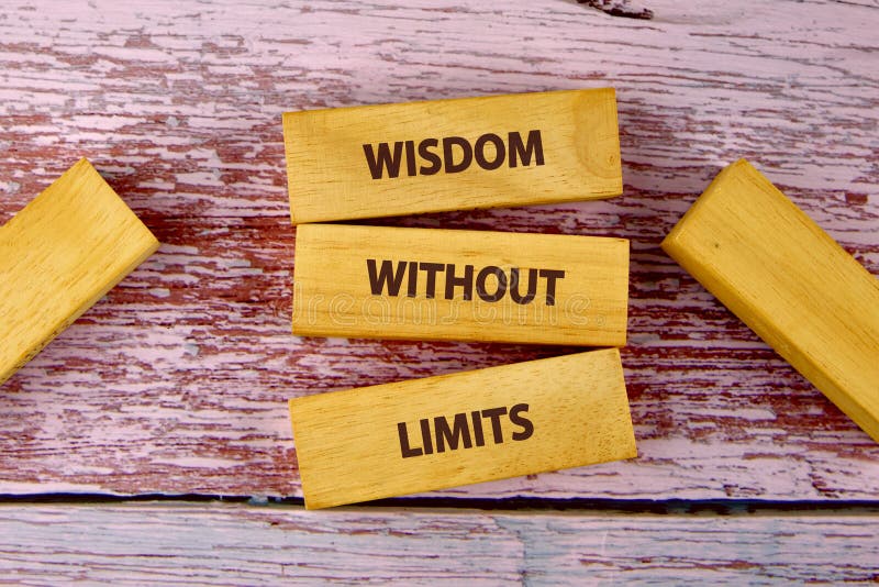Blocks with the Words Wisdom without Limits are Placed on a Textured ...