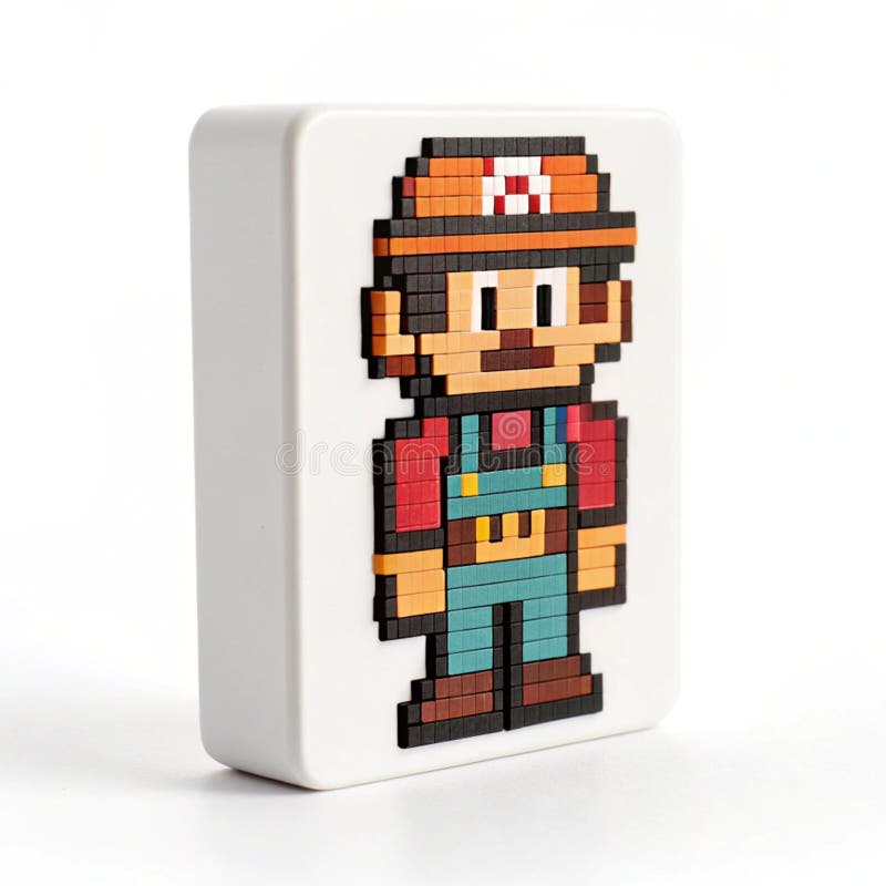 Blocky Adventure Game Character in Pixelated World on White Background ...