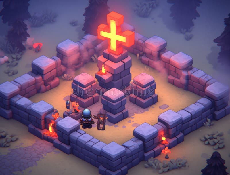 Blocky Adventure Game Scene Stock Illustration - Illustration of game ...