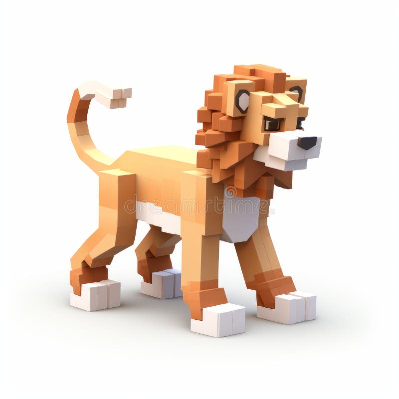 Blocky 8-bit Pixel Lion: a Distinctive and Craftcore Digital Model ...