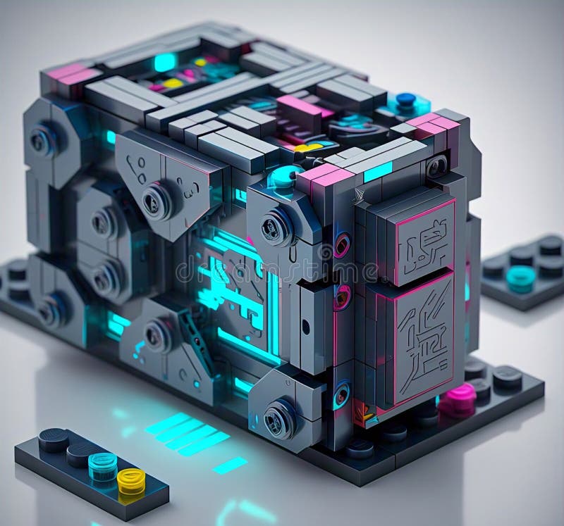 LEGO Brick Blocky Style Cyberpunk Stock Image - Image of cube ...
