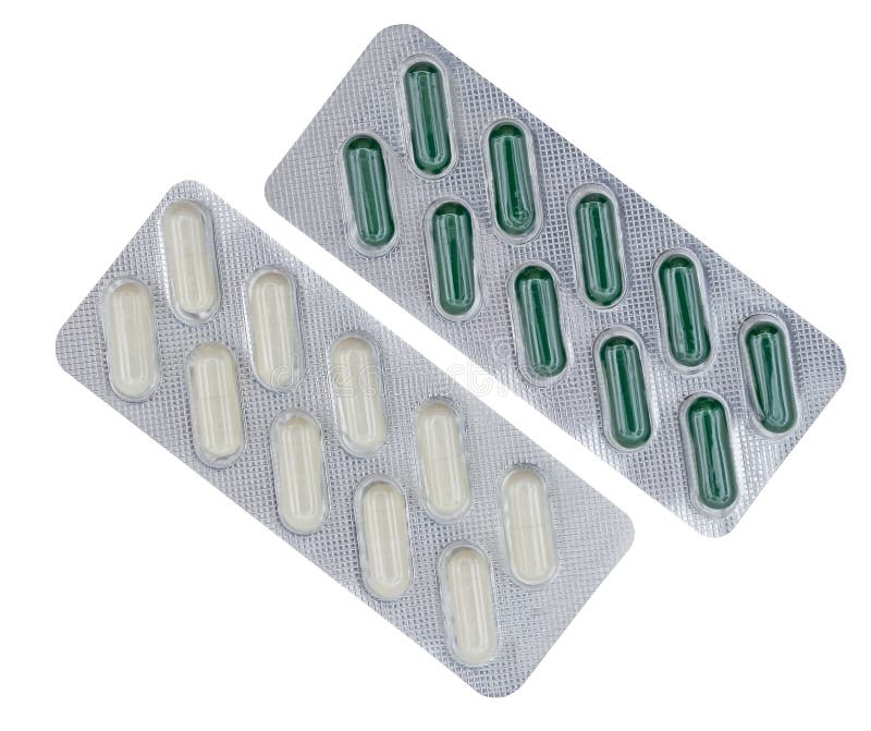 Bloco Dos Comprimidos Isolados No Branco Foto de Stock - Imagem de ...