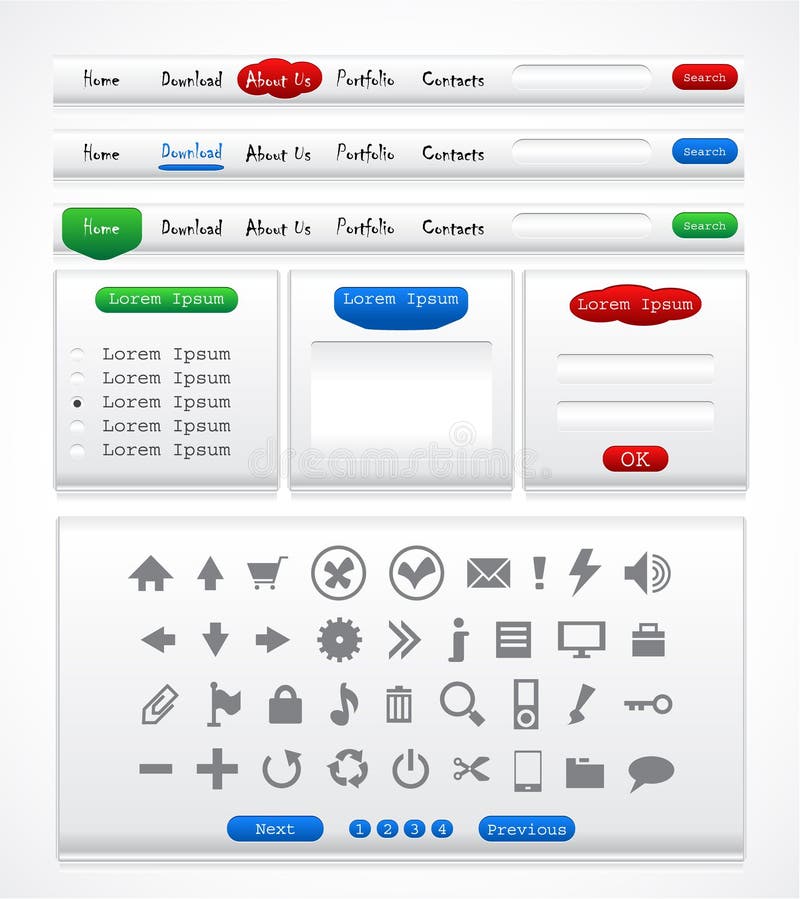 Bloco dos elementos do Web ilustração do vetor. Ilustração de bandeira ...