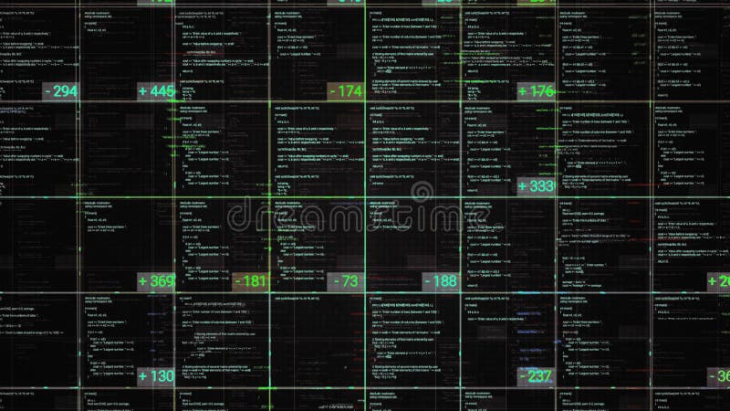 Blocs De Programmation Du Code Sur La Boucle Sans Couture De Fond Noir ...