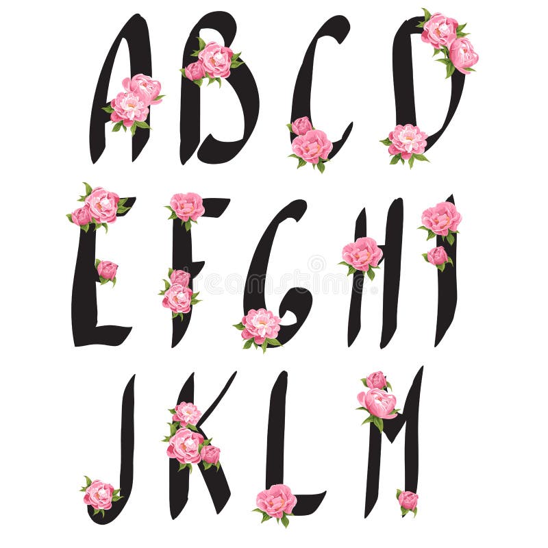 Bloemen Engelse brieven vector illustratie. Illustration of patroon ...