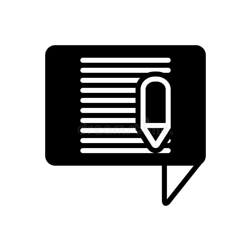 Black Solid Icon for Blog Article, Document and Writing Stock Vector ...