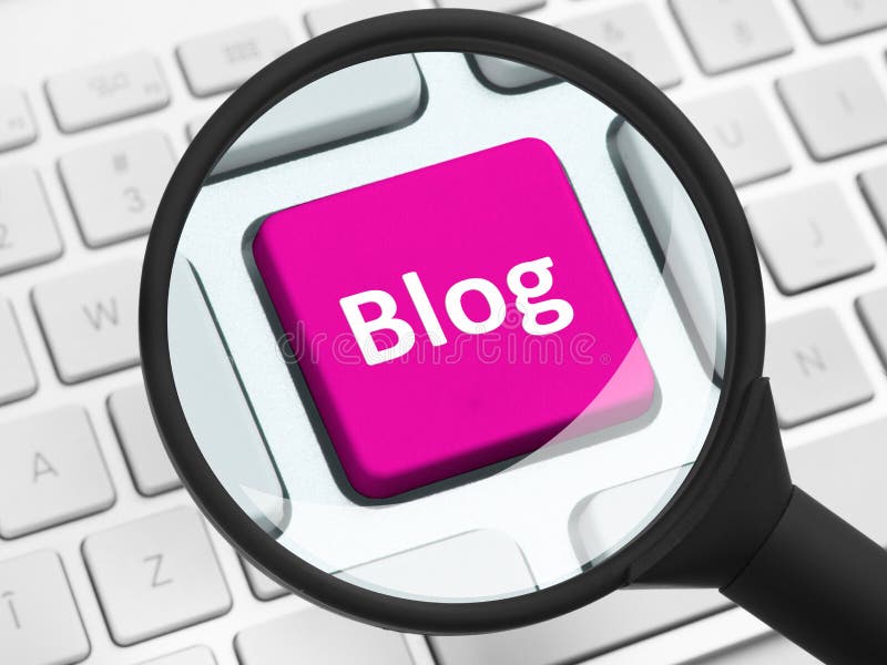 Blog Button Under the Magnifying Glass Stock Image - Image of internet ...