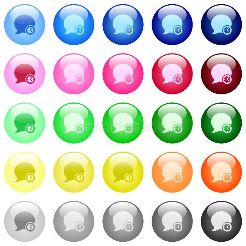 Blog Comment Time Icons in Color Glossy Buttons Stock Illustration ...