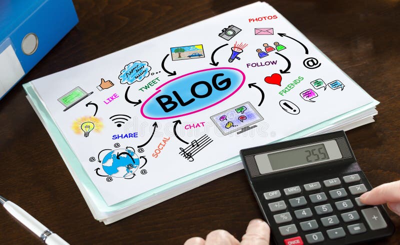 Blog Concept Illustrated on a Paper Stock Image - Image of technology ...