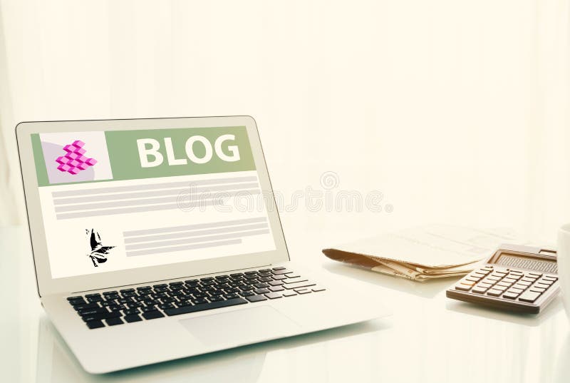 Laptops on the desk stock image. Image of blogging, online - 109641971