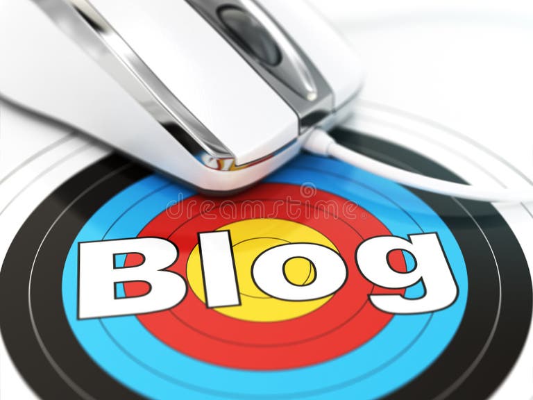 Blog Concept. Mouse on the Target with Text Stock Illustration ...