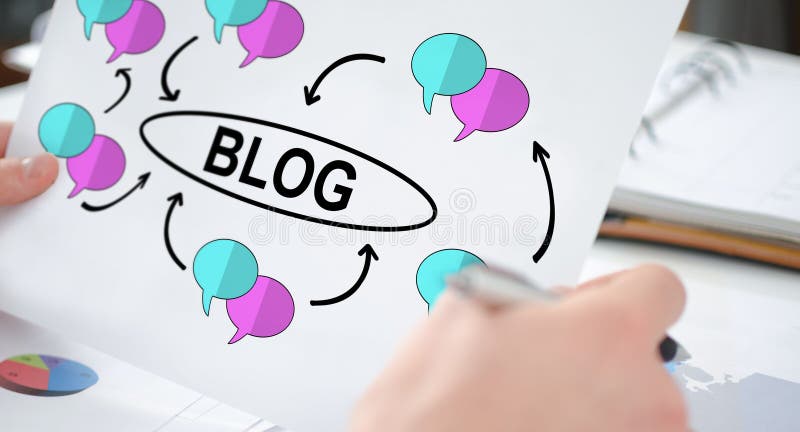 Blog concept on a paper stock photo. Image of information - 151800460