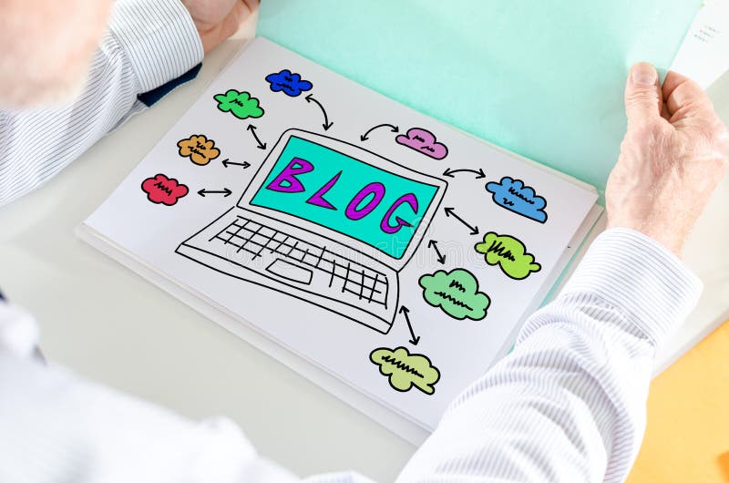 Blog concept on a paper stock image. Image of computer - 196573331