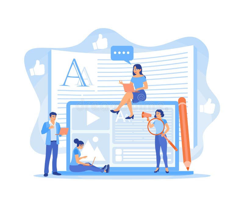 Blog Creation. Bloggers Create Content and Write Articles. Blog Concept ...