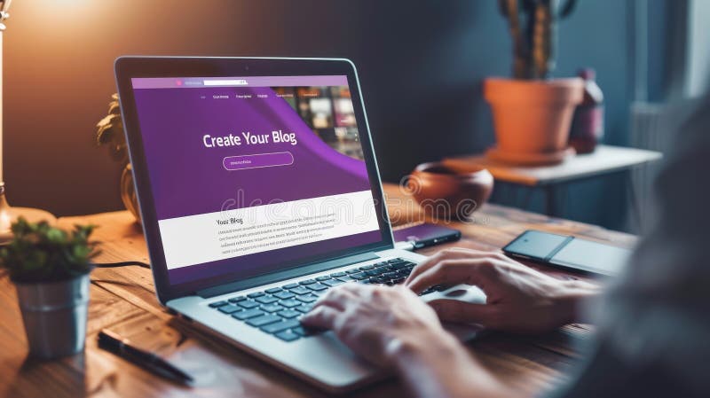 The Blog Creation Setup.AI Generated Image Stock Photo - Image of ...