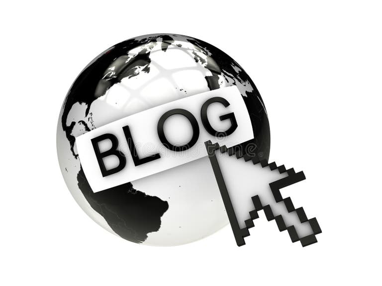 Blog with Earth and Computer Mouse Stock Illustration - Illustration of ...