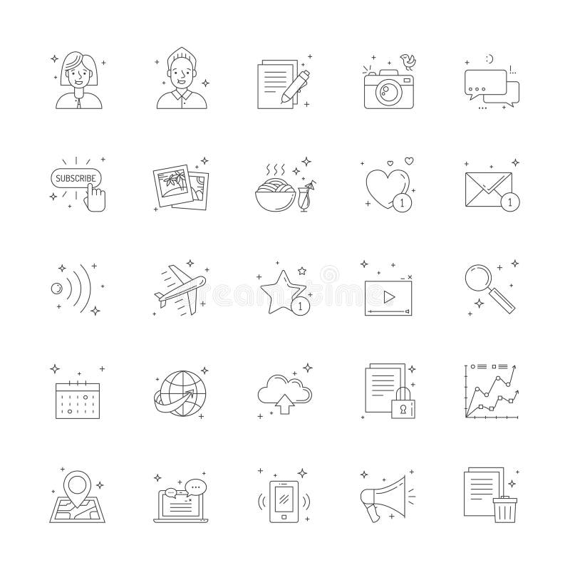 Blog Icon Set. Clean and Simple Outline Design Stock Vector ...
