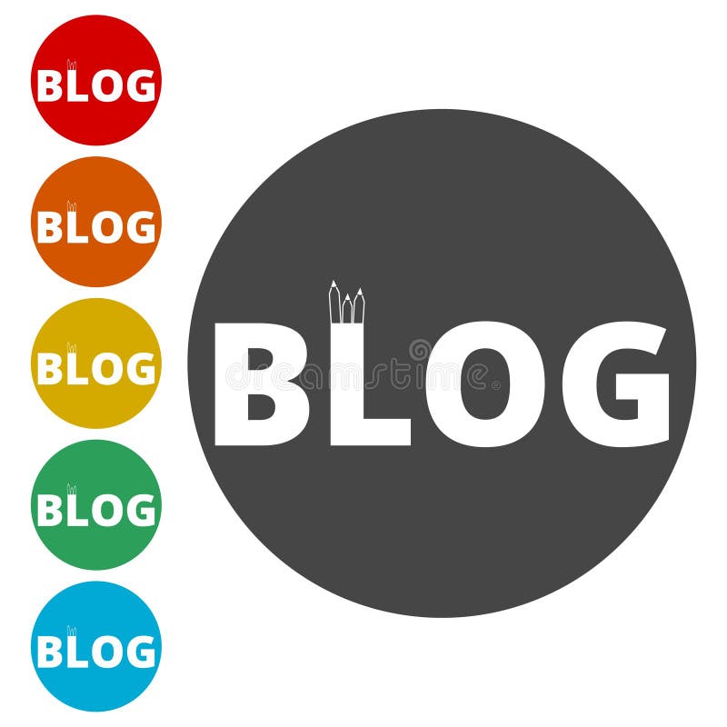Blog Icon Set, 6 Colors Included Stock Illustration - Illustration of ...