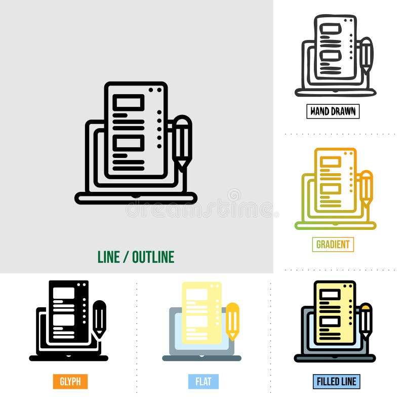Blog Icon in Six Different Styles, Based on Outline Style, Seo Icon Set ...