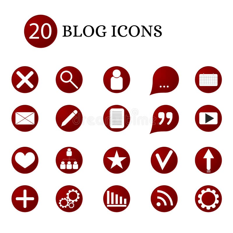 20 Blog Icons. the Interface of the Internet Site Stock Vector ...