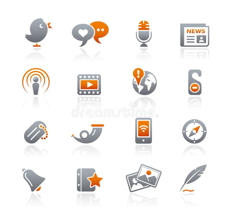 Blog & New Media // Graphite Icons Series Stock Vector - Illustration ...