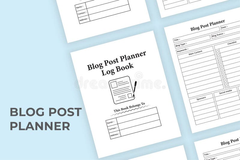 Blog Post Planner Log Book KDP Interior. Blog Writer Notebook Template ...
