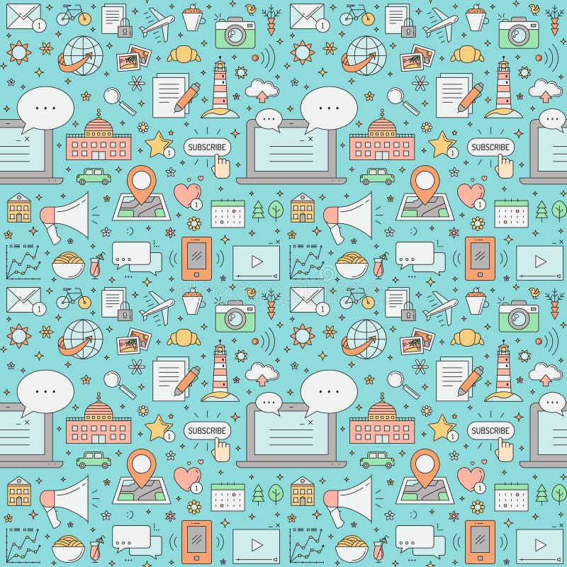 Blog Seamless Vector Pattern. Simple Outline Design. Stock Vector ...