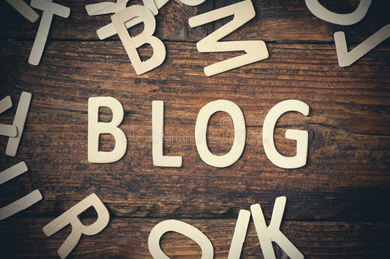 Blog Sign Writen with Wooden Letters Stock Photo - Image of concept ...