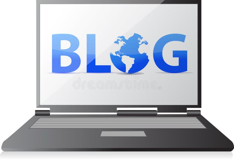 Blog on a White Laptop stock illustration. Illustration of blank - 7280564