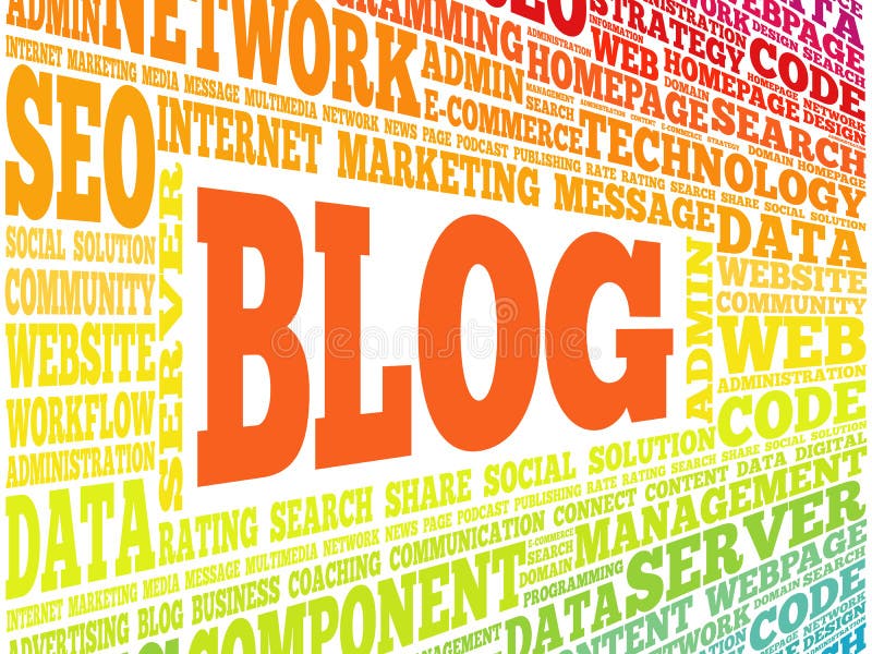 Blog word cloud stock illustration. Illustration of blogging - 206568120