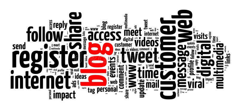 Blog word cloud concept stock illustration. Illustration of recommend ...