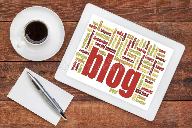 Blog Word Cloud on Digital Tablet Stock Photo - Image of digital, word ...