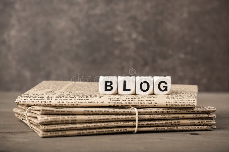 Blog word and newspapers stock photo. Image of symbol - 114566092
