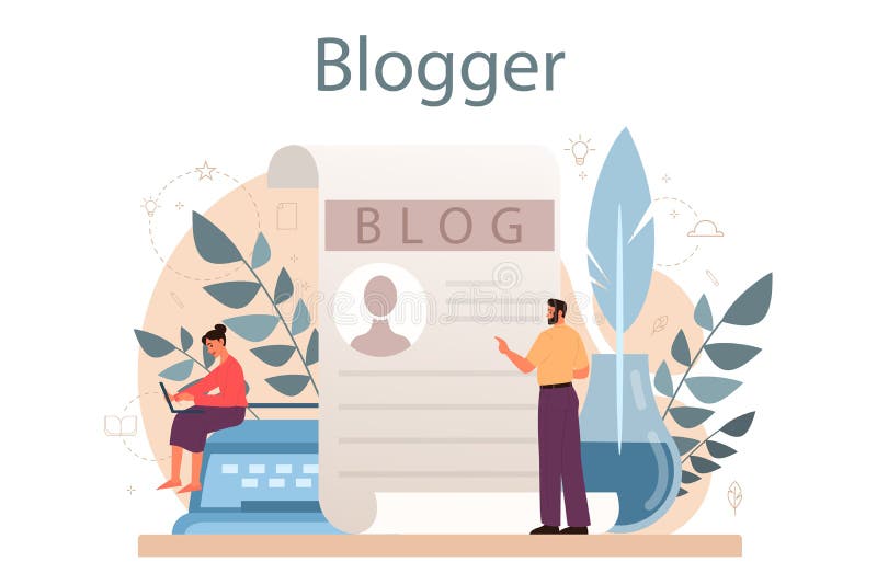 Blogger Concept. Sharing Media Content in the Internet Stock Vector ...