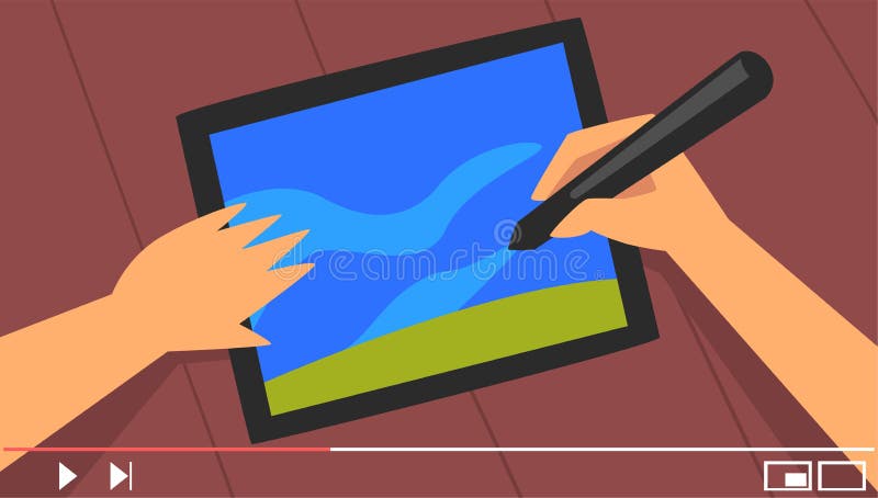 Blogger Giving Drawing Tutorial Online Vector Illustration. Social ...