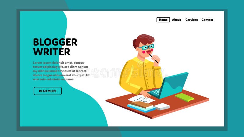 Blogger Man Thinking for New Blog Article Vector Stock Vector ...