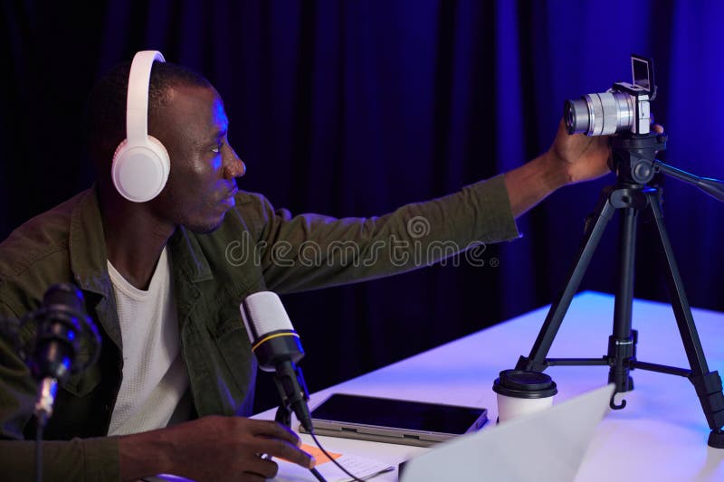 Blogger Setting Camera and Microphone Stock Image - Image of blog ...