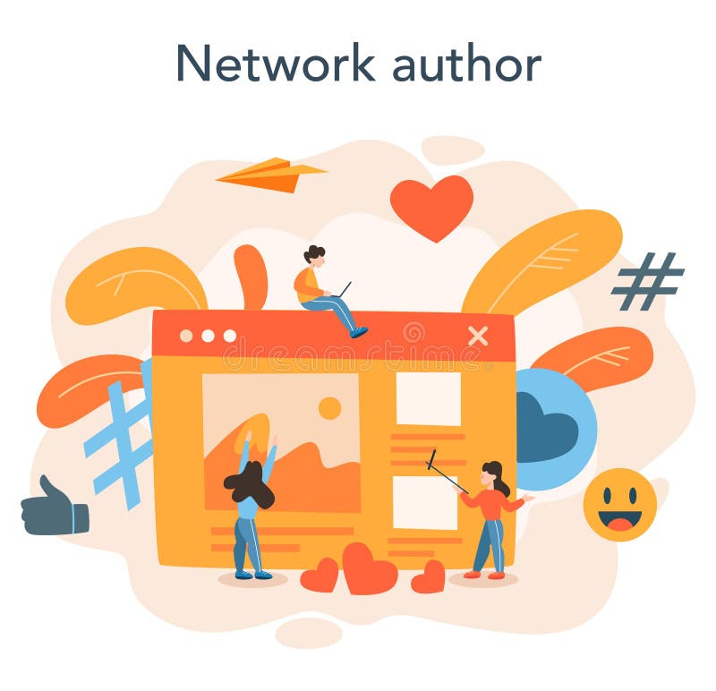 Blogging Concept. Network Author Share Content in the Internet Stock ...