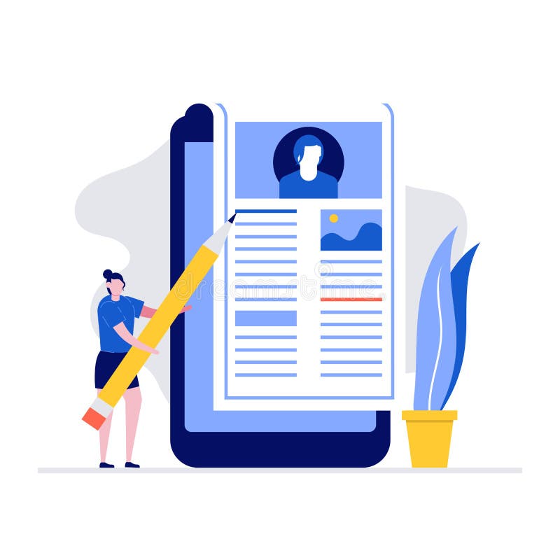 Blogging Vector Illustration Concept with Characters. Modern Flat Style ...