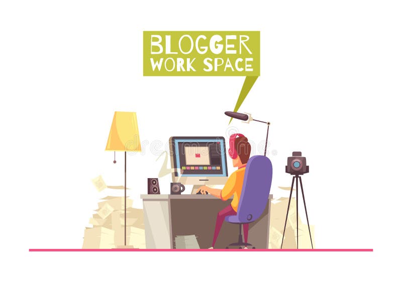 Blogging Work Space Background Stock Vector - Illustration of element ...
