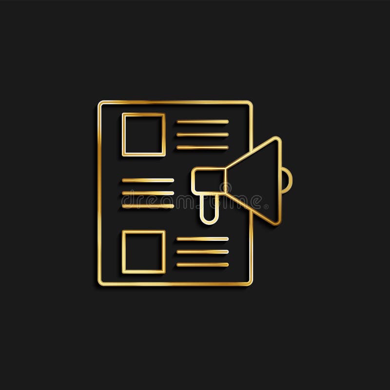 Blogs, Content, Marketing Gold Icon. Vector Illustration of Golden Icon ...