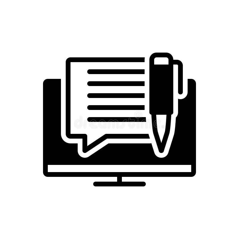 Black Solid Icon for Blogs, Article and Computer Stock Vector ...
