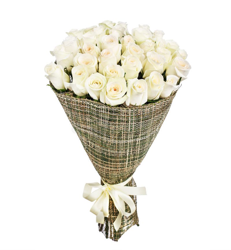 Blommabukett av vita rosor fotografering för bildbyråer. Bild av ...