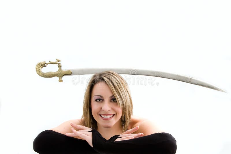 Blond balancing sword stock image. Image of head, face - 7269875